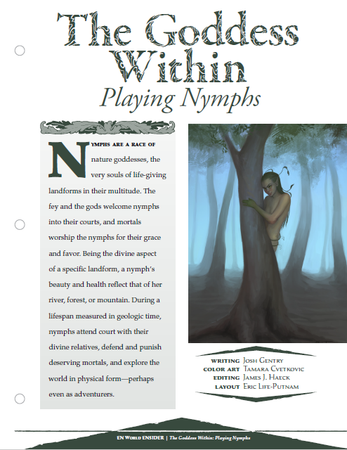 The Goddess Within: Playing Nymphs (D&D 5e) – EN Publishing